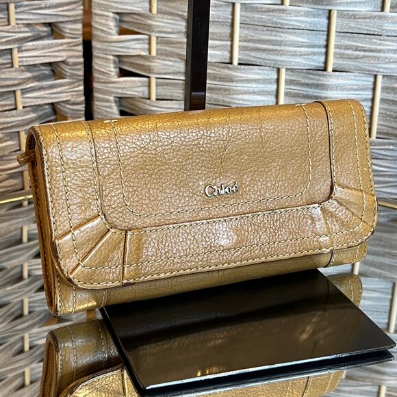 Chloe | Bags | Chlo Paraty Flap Pebbled Leather Long Wallet | Poshmark